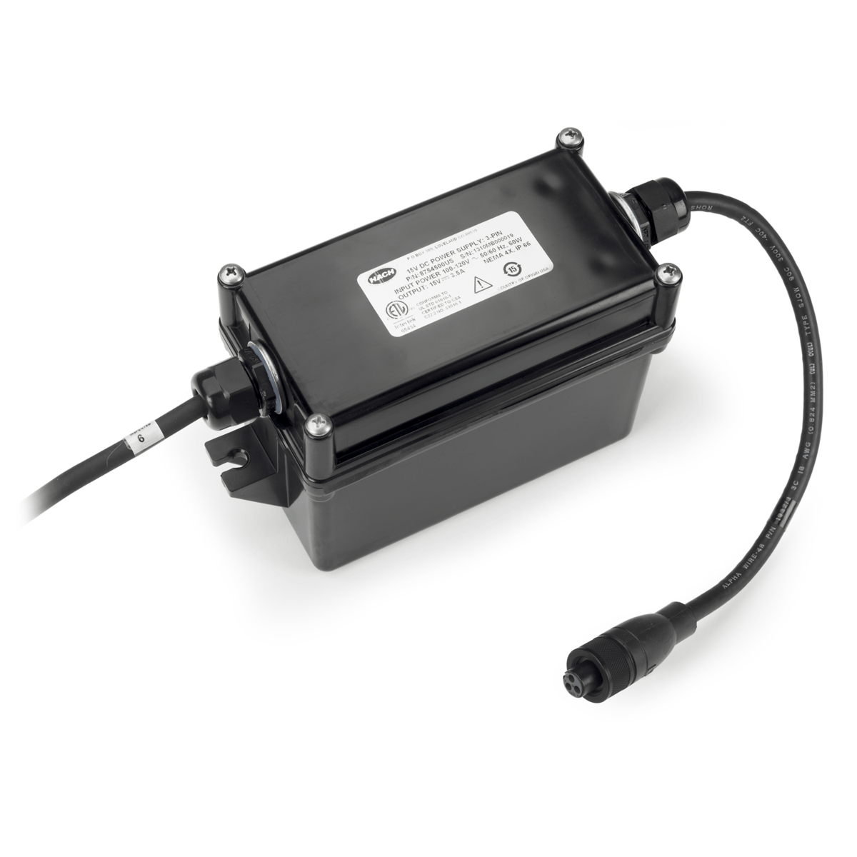 Hach Power Supply w/ 3-Pin Connector, 115 V, US Plug, 8754500US