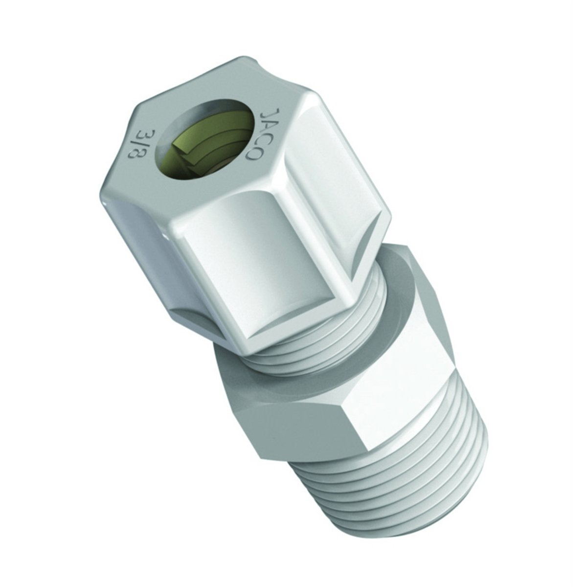 Jaco Plastic Tube Fitting, Male Connector, Polypropylene