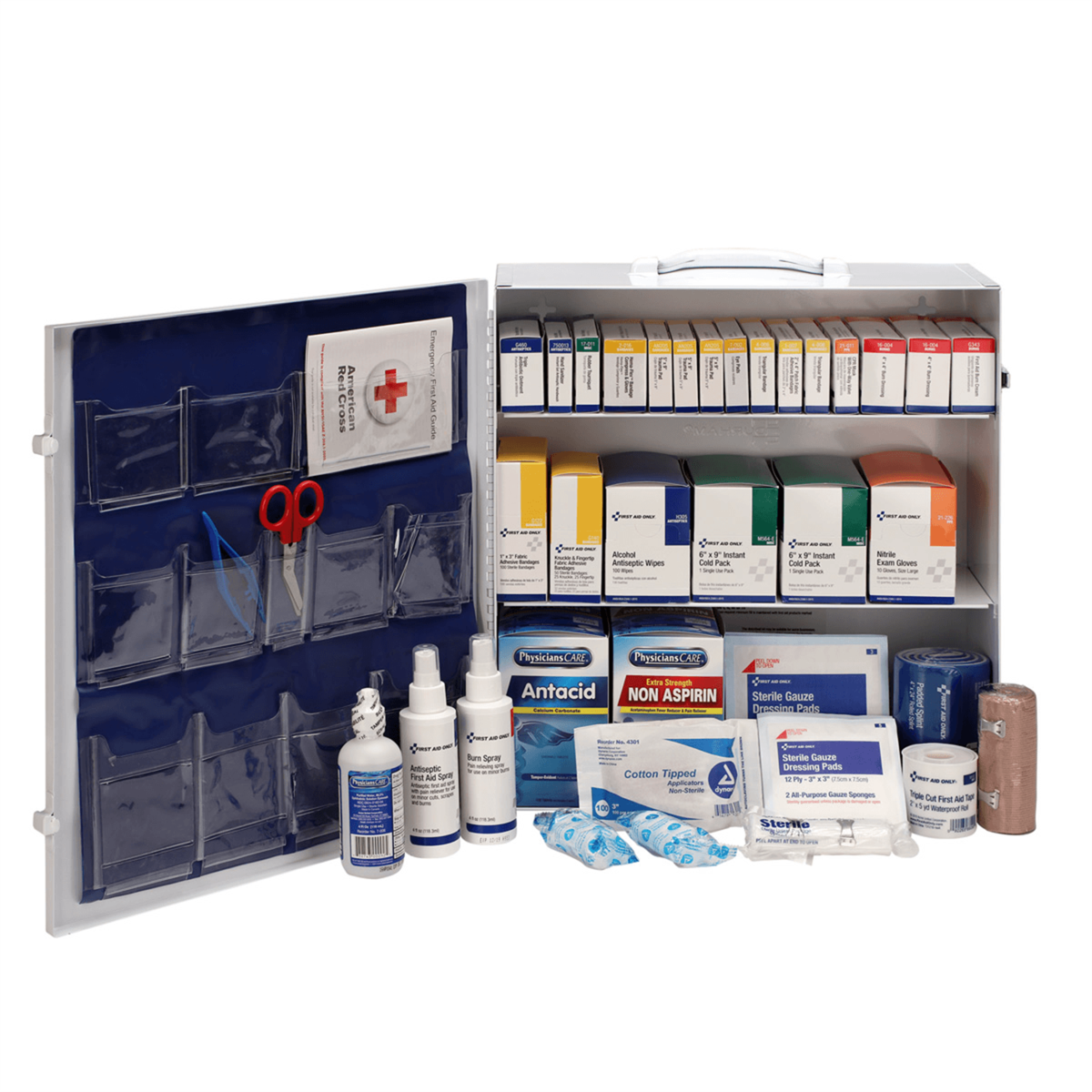 Acme United 3 Shelf First Aid ANSI 2015 Class B+ Metal Cabinet, with Meds