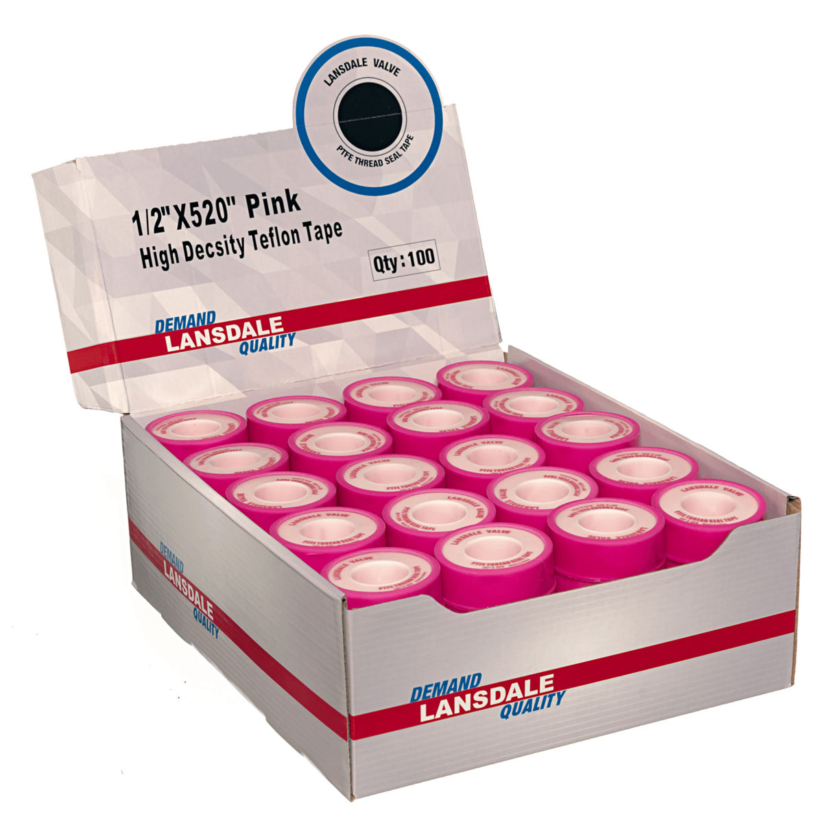 Lansdale PTFE Thread Seal Tape, Teflon Tape, High-Density Pink