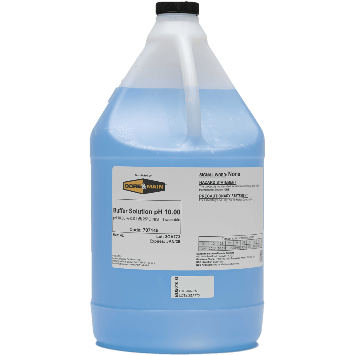 Core & Main pH Buffer Solution, pH 10.00, Blue, 4 L